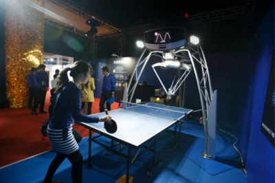 First demonstration of OMRON's ping-pong robot in Japan